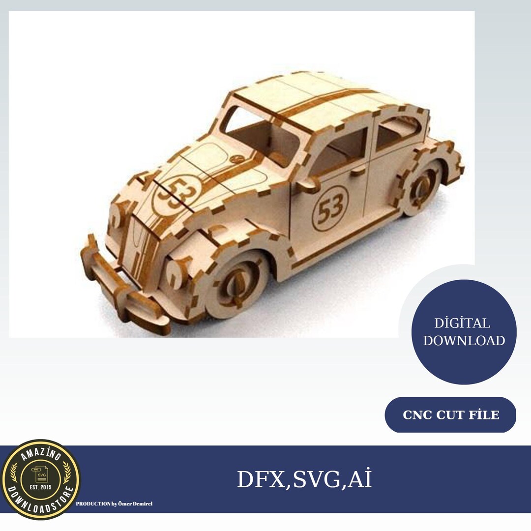 Car Laser Cut Wooden 3D Puzzle Toy, Digital File, Laser Cutting, Laser ...