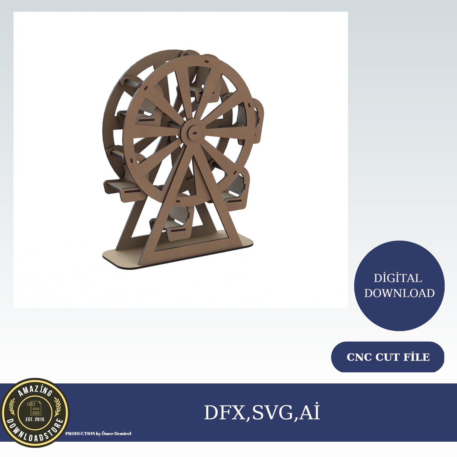 Laser Cut Ferris Wheel Box Model CDR DXF SVG Pdf Ai Vector Files - Etsy