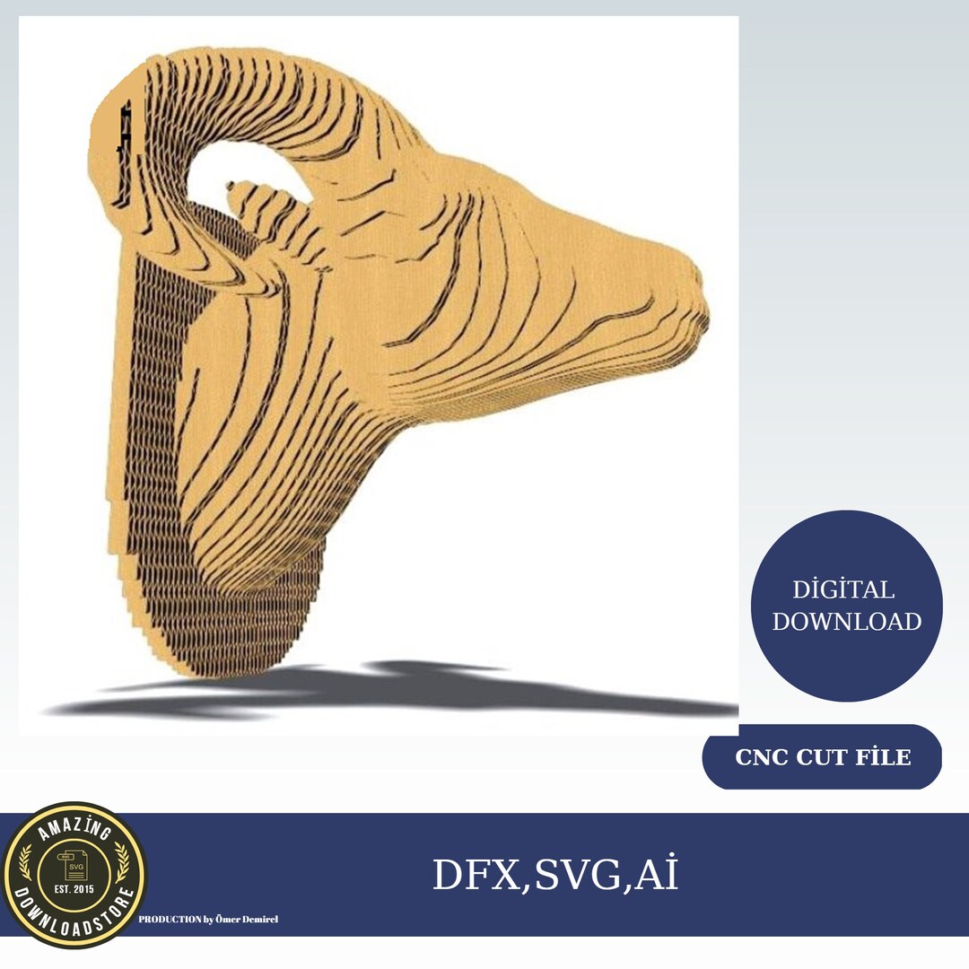 Animal Head - Ram - Laser Cut Files / Wall Art Decor / Heads Laser ...