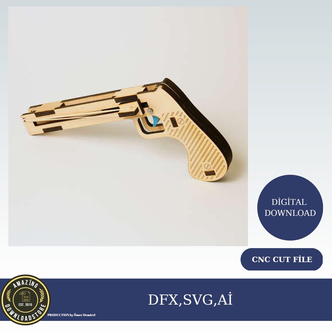 Rubber Gun Dxf File for Laser CNC SVG Plan Laser Cut File Wooden Gun ...