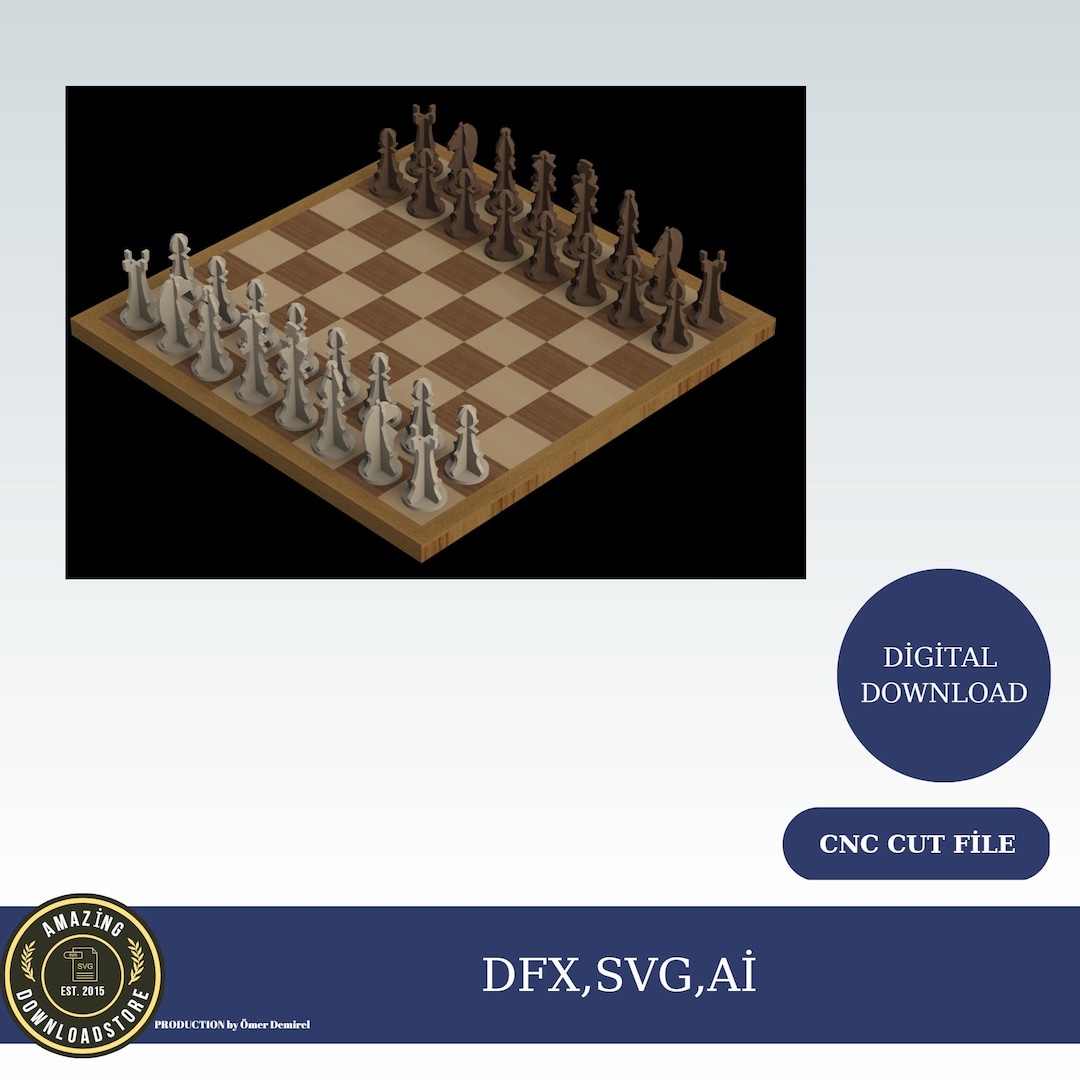 Wooden Chess Pieces Laser Cut File - Glowforge Project Handmade Chess ...