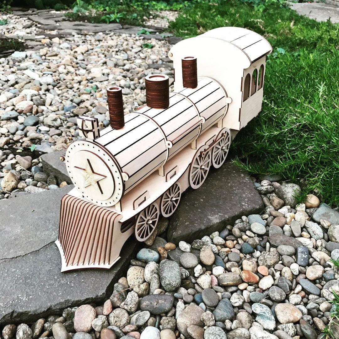 Laser Cut Train Wooden Constructor Locomotive Vector File | Laser Cut ...