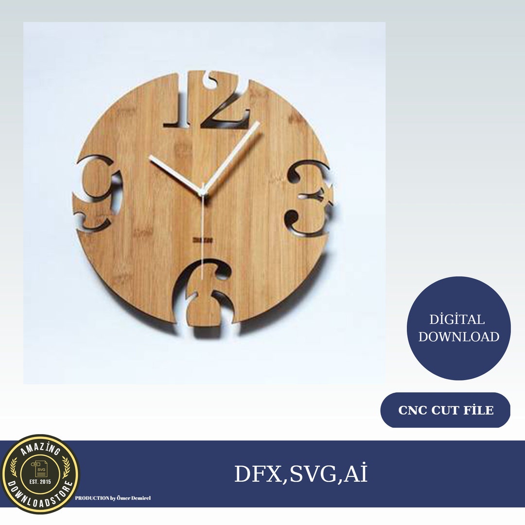 Decorative Wall Clock.laser Cut Files SVG, DXF, CDR, Vector Plans ...