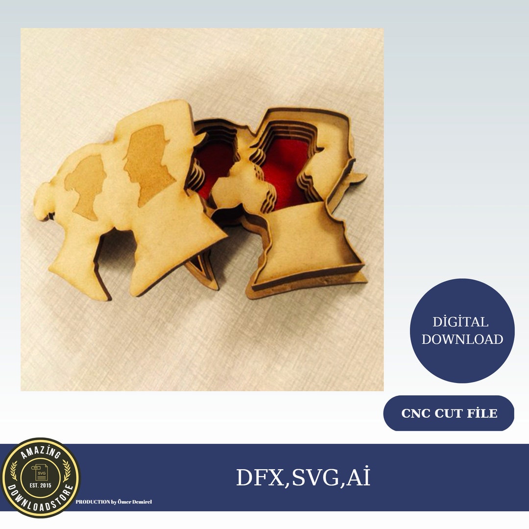 Laser Cut Wedding Ring Box Svg Template Glowforge Wooden Ring Box Svg ...