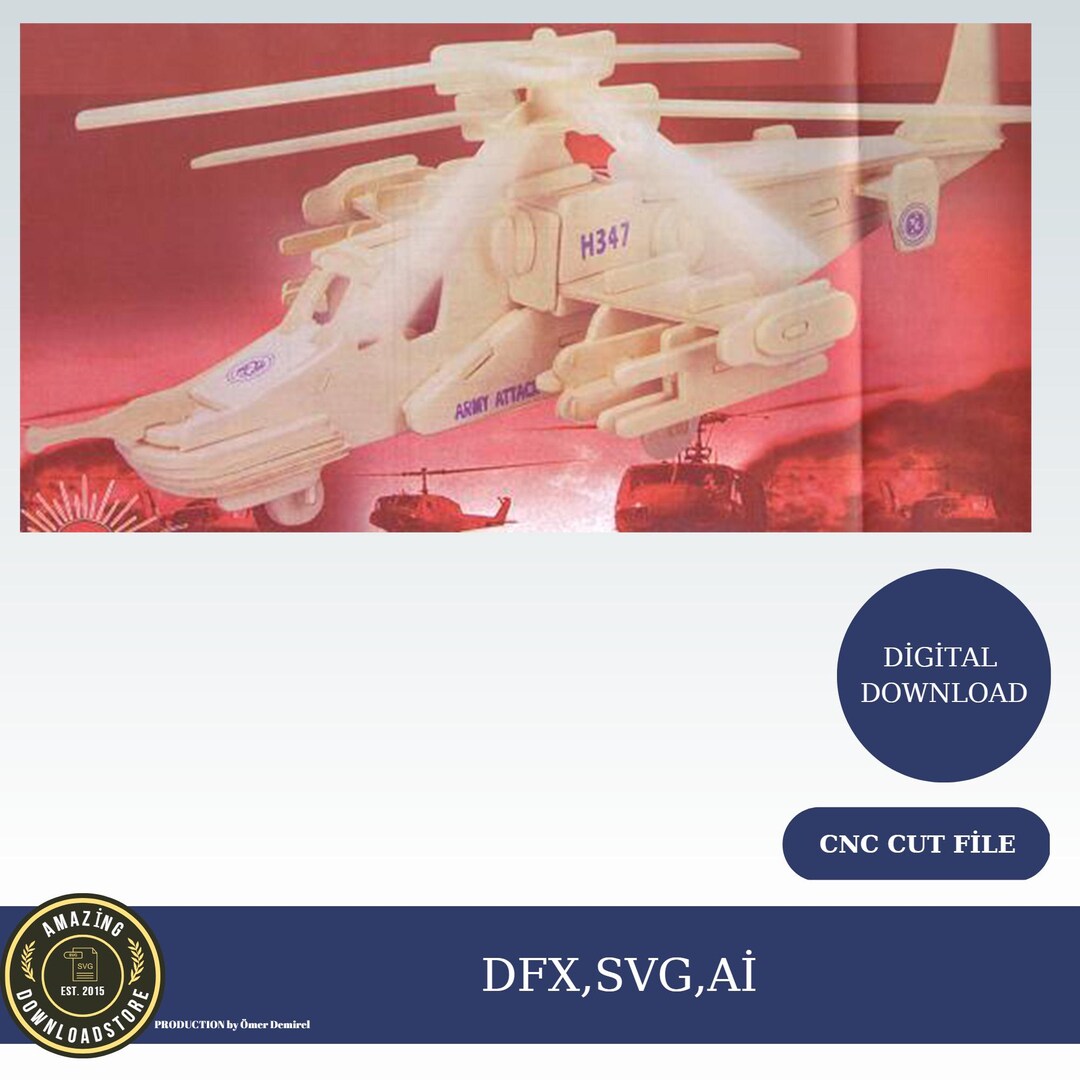 Laser Cut Helicopter. Plane Laser Cut Templates. File for Cnc. Ai, Cdr ...