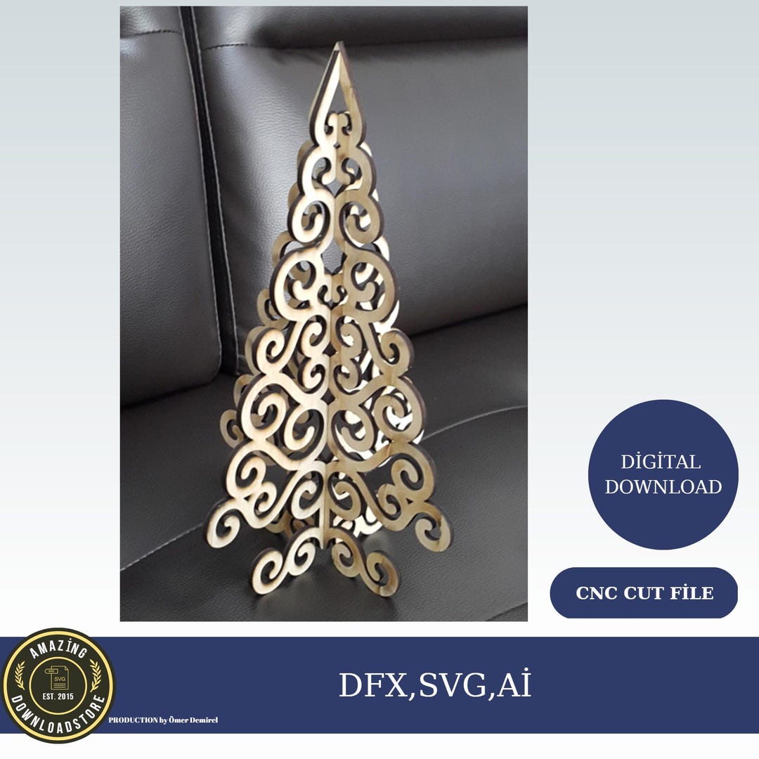 Christmas Tree Stands Laser Cut Bundle, Standing Christmas Trees 3D Lasercut, Pine Trees Laser ...