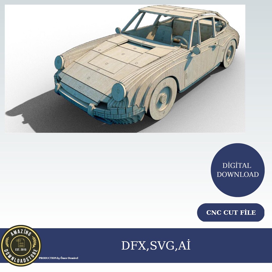 Porche Laser Cut Wooden 3D Puzzle Toy, Digital File, Laser Cutting ...