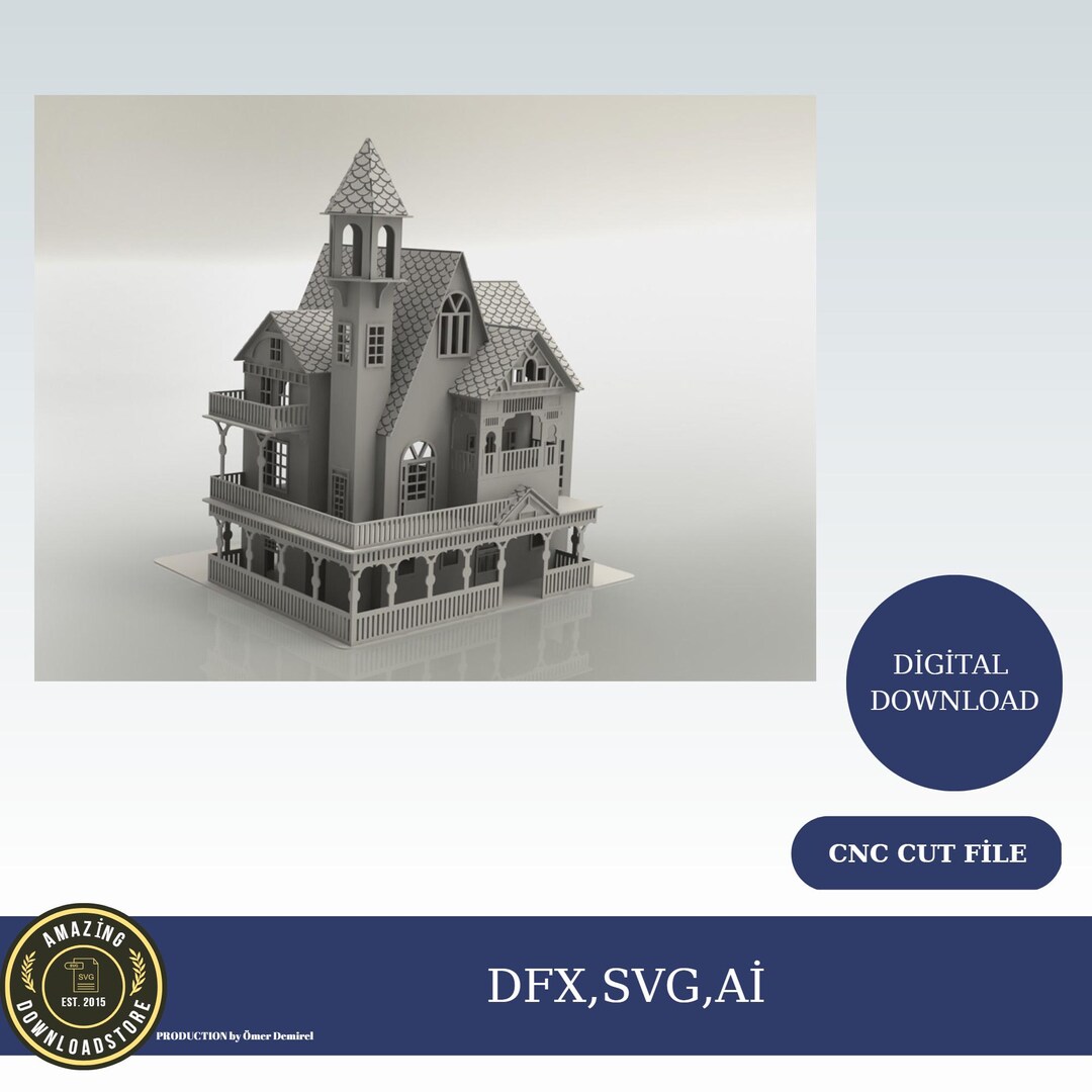 Dollhouse Laser Cut House. House Laser Cut Templates. File for Cnc. Ai ...
