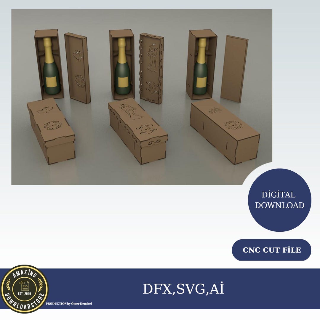 Wine Box Vector for CNC Svg Vector File, Vector Cut File, Cnc File, Cnc ...