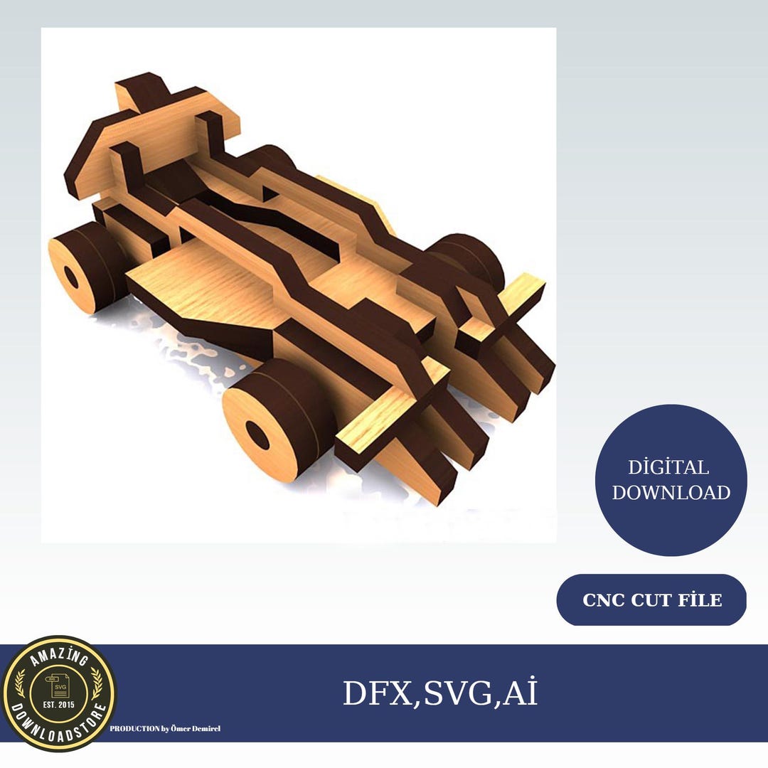 Laser Cut Wooden F1 Car Race 3D Puzzle Toy, Digital File, Laser Cutting ...