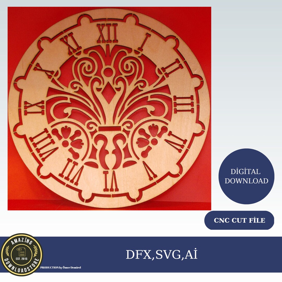 Decorative Wall Clock.laser Cut Files SVG, DXF, CDR, Vector Plans ...