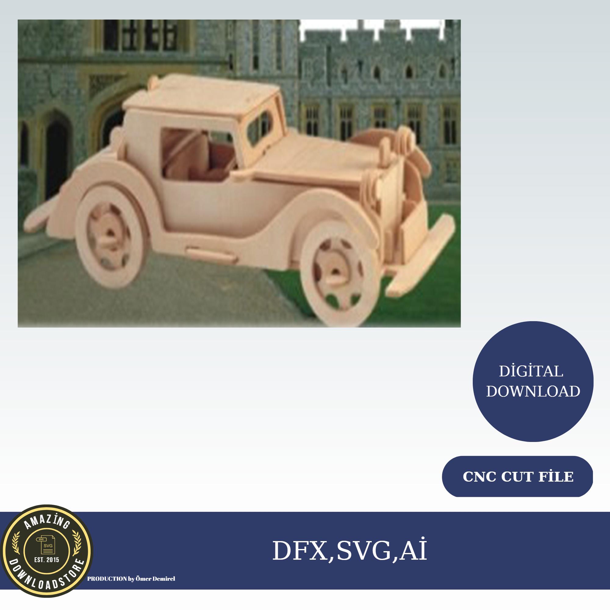 Laser Cut Wooden Carro Autoburn 1935 3D Puzzle Toy, Digital File, Laser ...