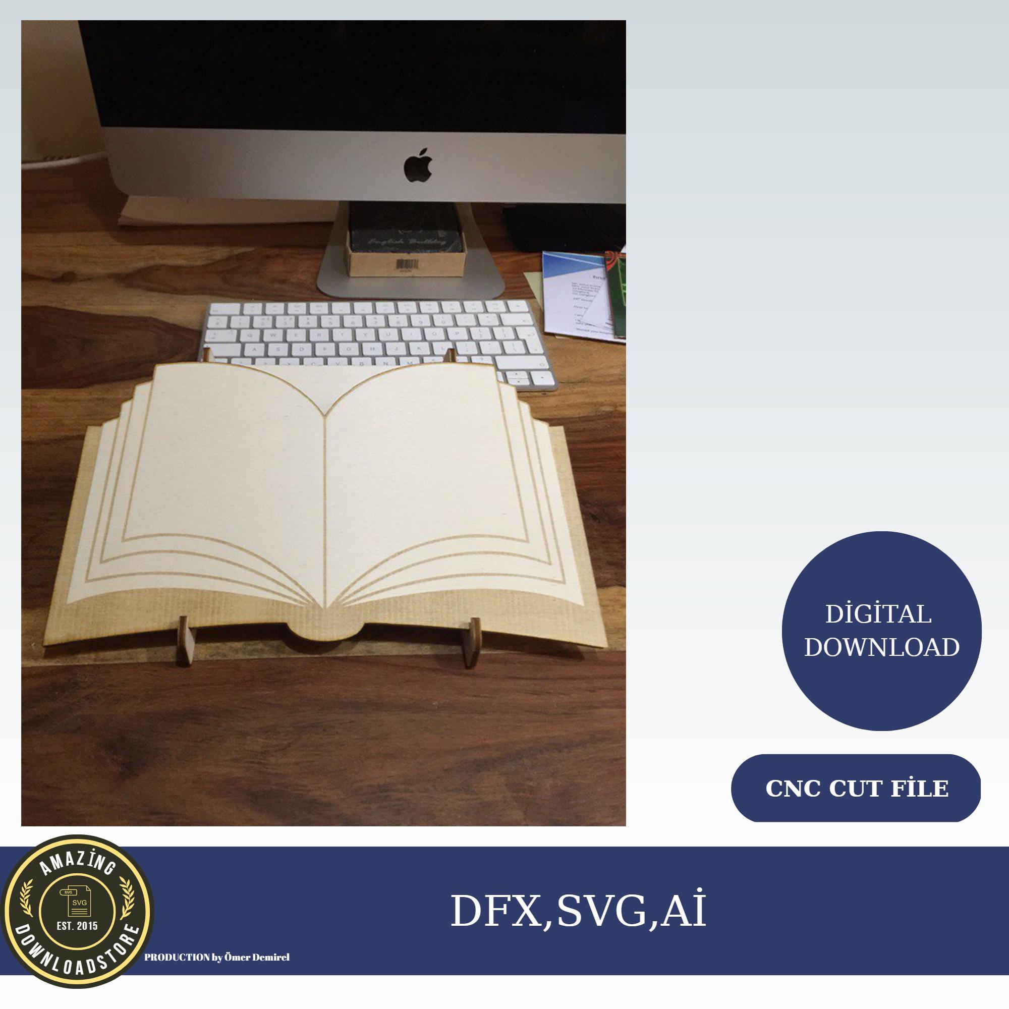 Laser Cut Book Stand Svg Template Glowforge Phone Stand Svg Cricut Wood ...