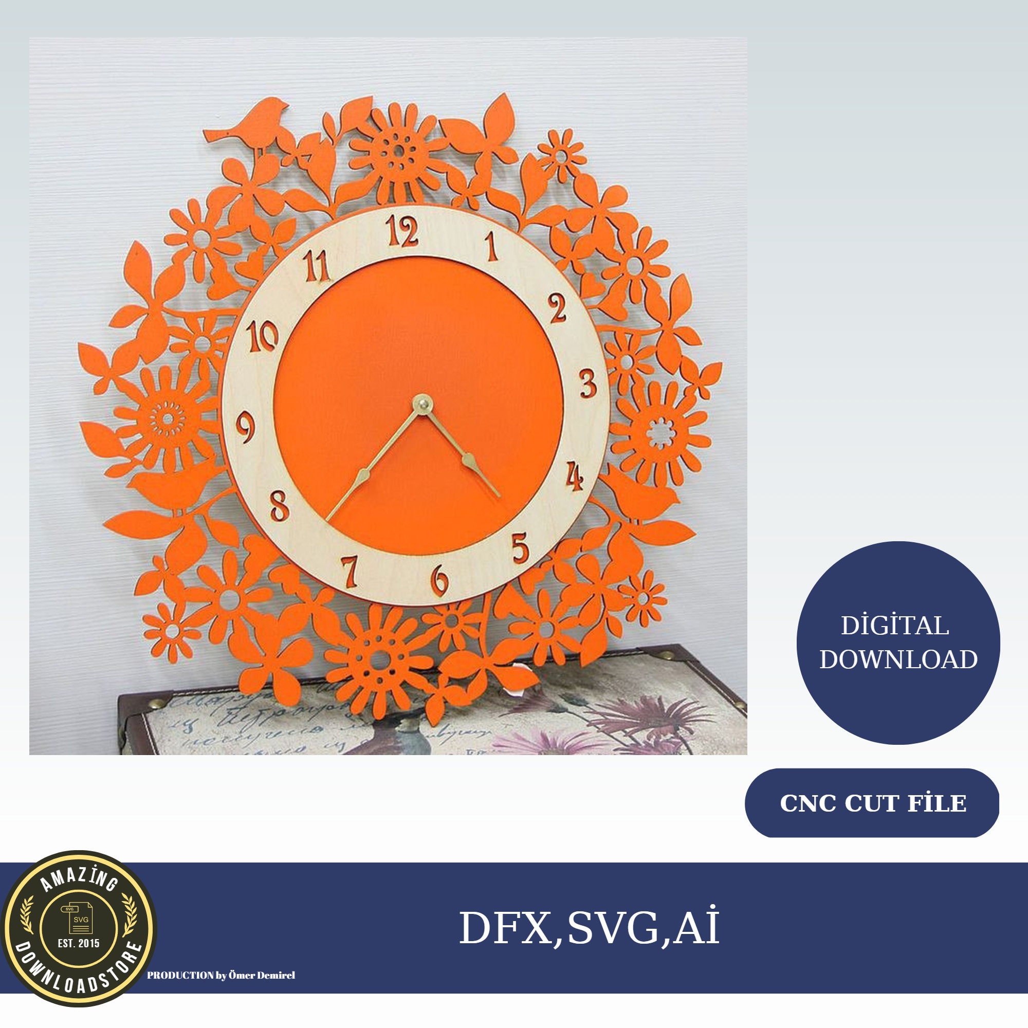Decorative Wall Clock.laser Cut Files SVG, DXF, CDR, Vector Plans ...