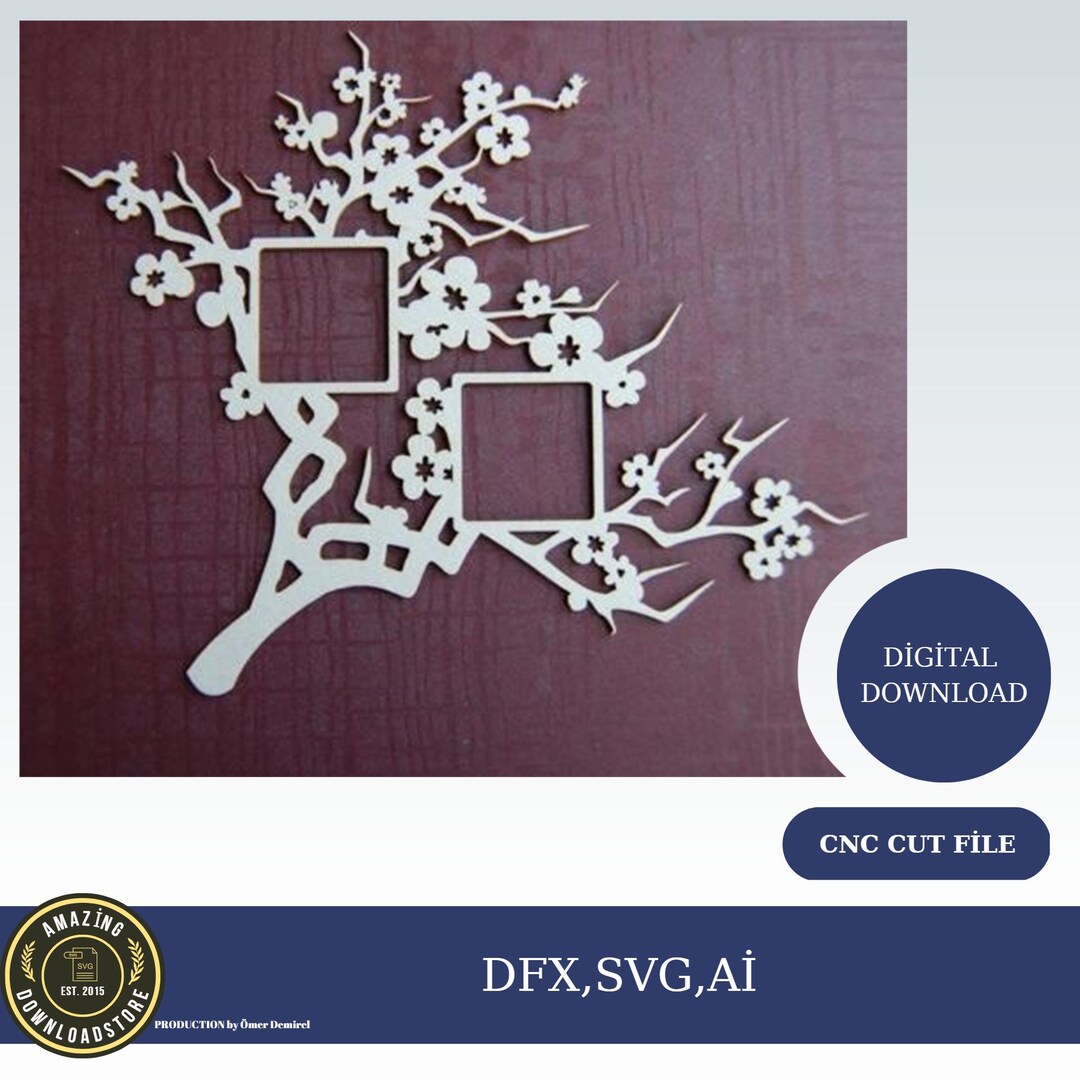 Frame Tree Branch Laser Cut Svg Files Wall Sticker Engraving Decal ...