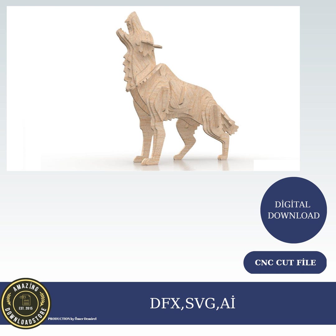 3D Wolf Decor SVG DXF CDR Files- Layered Svg Files for Cricut, Laser ...