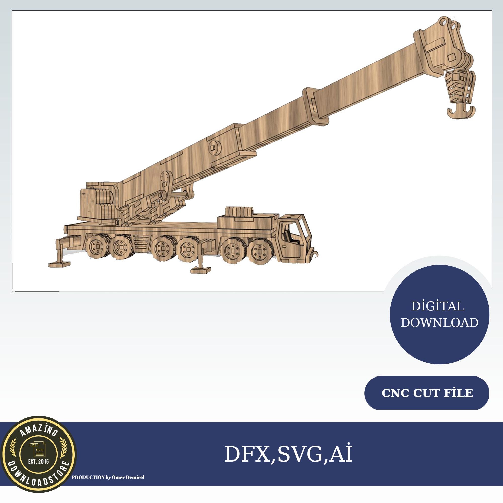 Crane Truck Laser Cut Wooden 3D Puzzle Toy, Digital File, Laser Cutting ...