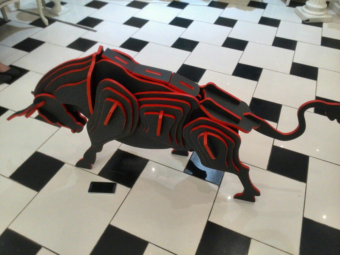 3D Bull Decor SVG DXF CDR Files- Layered Svg Files for Cricut, Laser ...