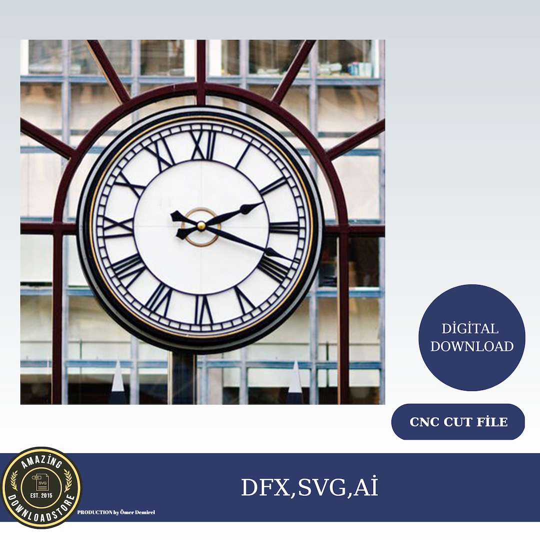 Decorative Wall Clock.laser Cut Files SVG, DXF, CDR, Vector Plans ...