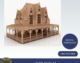Laser Cut Wooden House Model CNC Laser Cdr Dxf Svg Ai File - Etsy