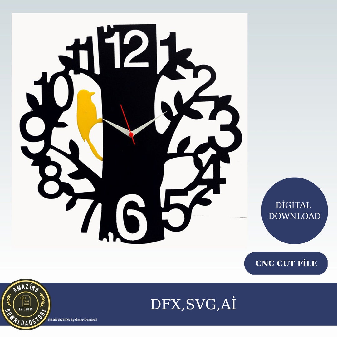 Decorative Wall Clock.laser Cut Files SVG, DXF, CDR, Vector Plans ...
