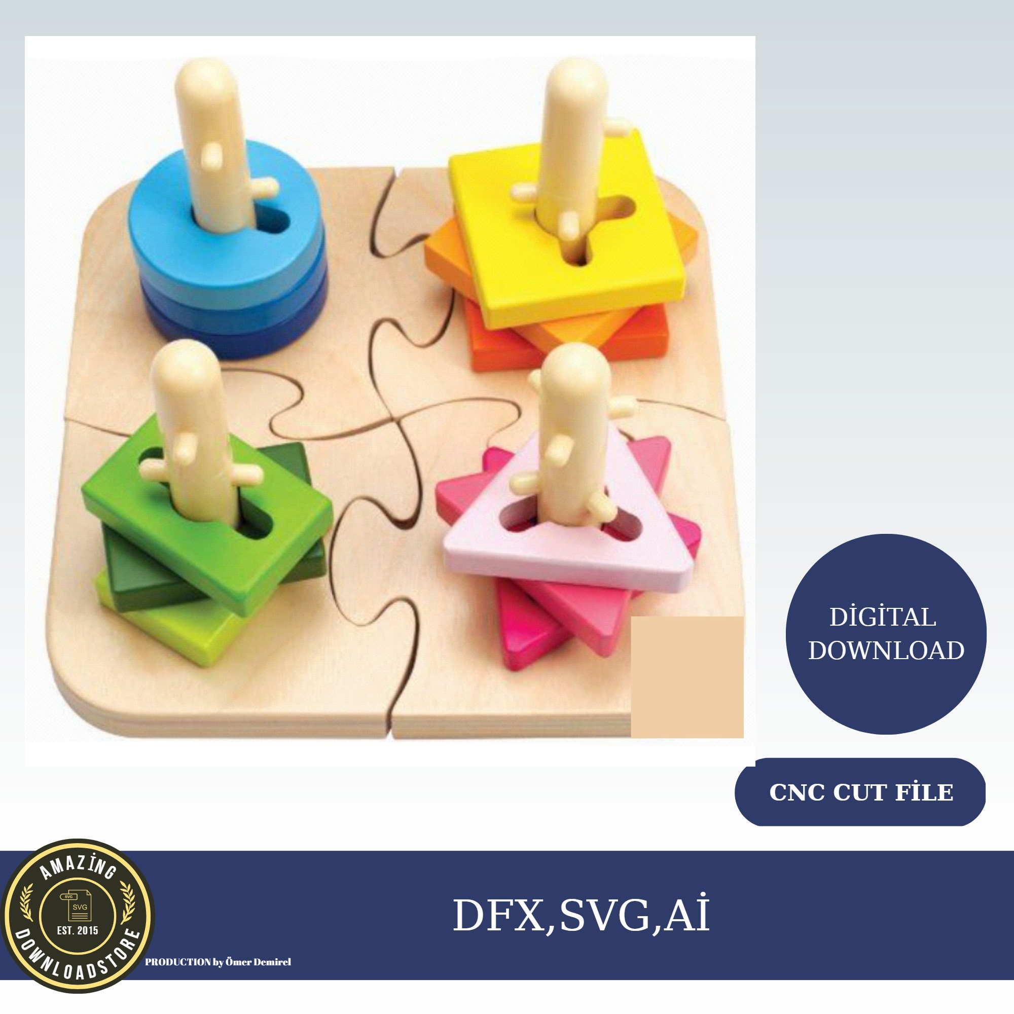 Wooden Geometric Shapes Puzzle Gift for Kids, Custom Puzzle Montessori ...