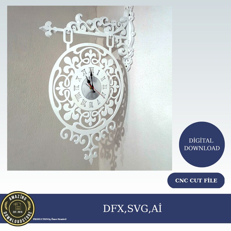 Decorative Wall Clock.laser Cut Files SVG, DXF, CDR, Vector Plans ...