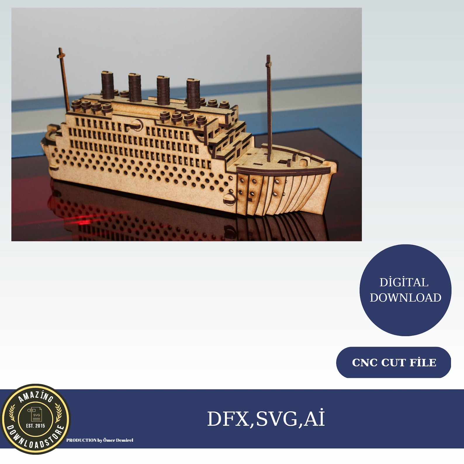 Titanic Ship Puzzle 3D Wooden Puzzle Drawing File for Cnc Laser Cutting ...