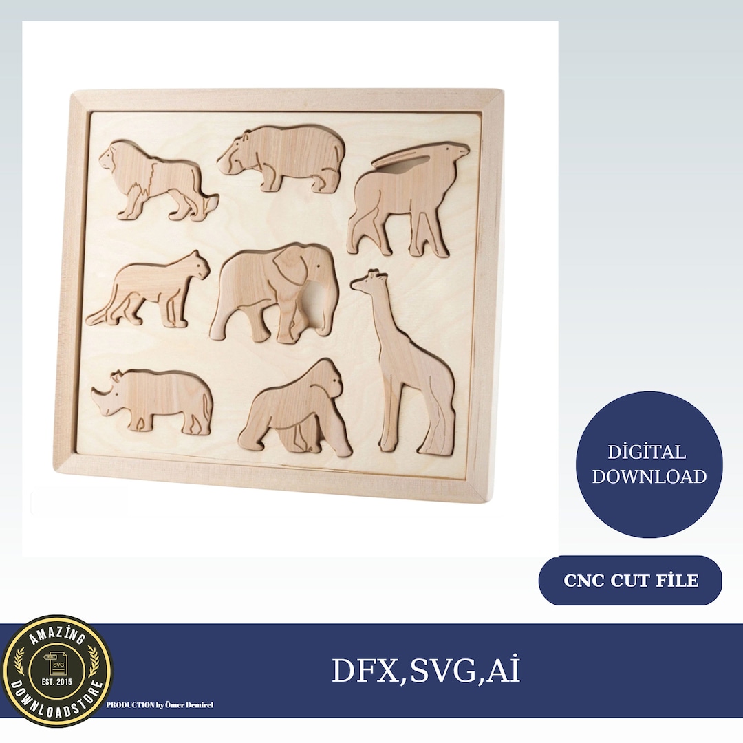 Wild Animal Puzzle. Laser Cut File SVG DXF, Vector Plans, Laser Cut ...
