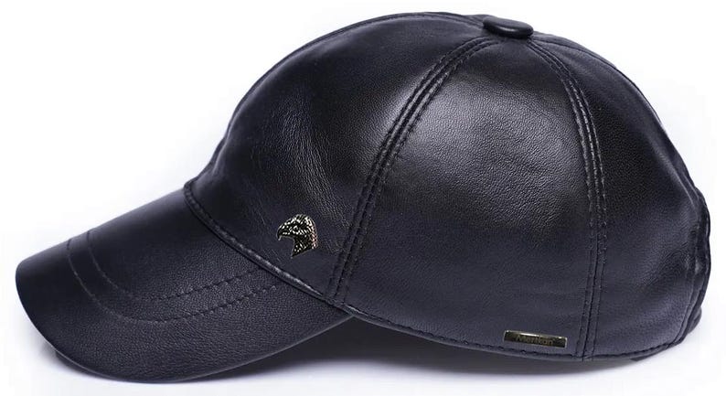 Black Leather Baseball Cap - Etsy