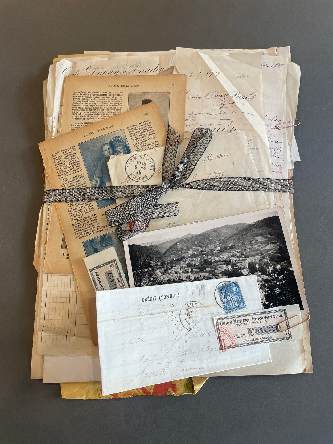 Antique Ephemera Set. French Vintage Mixed Paper Pack. 30 Paper Bundle ...