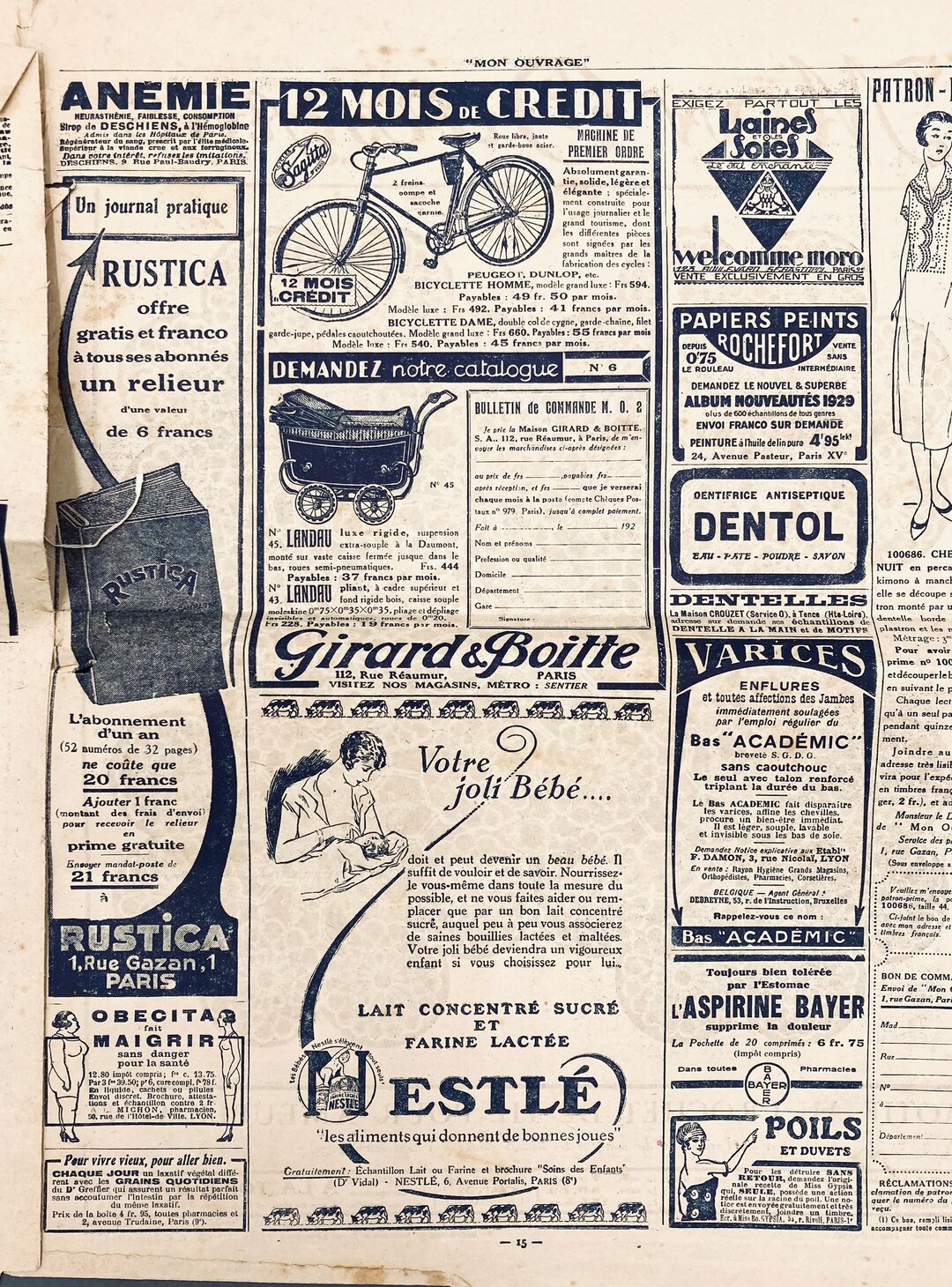 Beautiful Old Prints on Antique Magazine. Vintage French Fashion ...