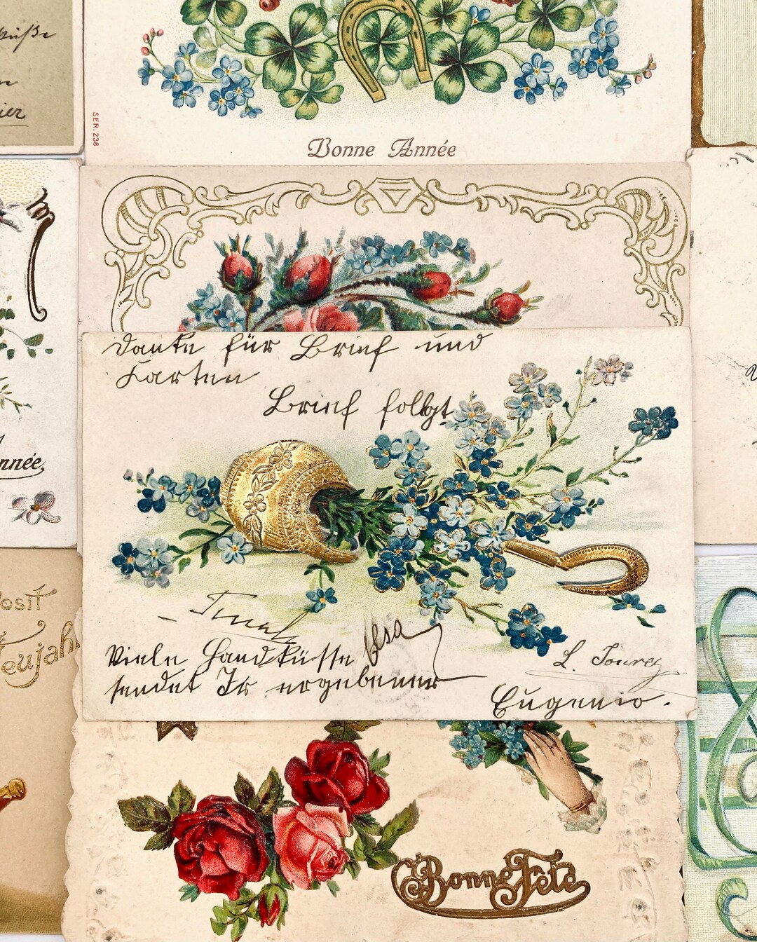 Vintage French Postcards Bundle With Decorative Cut Filigrees, Antique ...