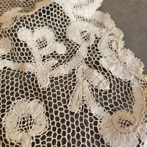 Vintage Belgian Lace Piece. Delicate Mesh With Floral Embroidery. Late ...