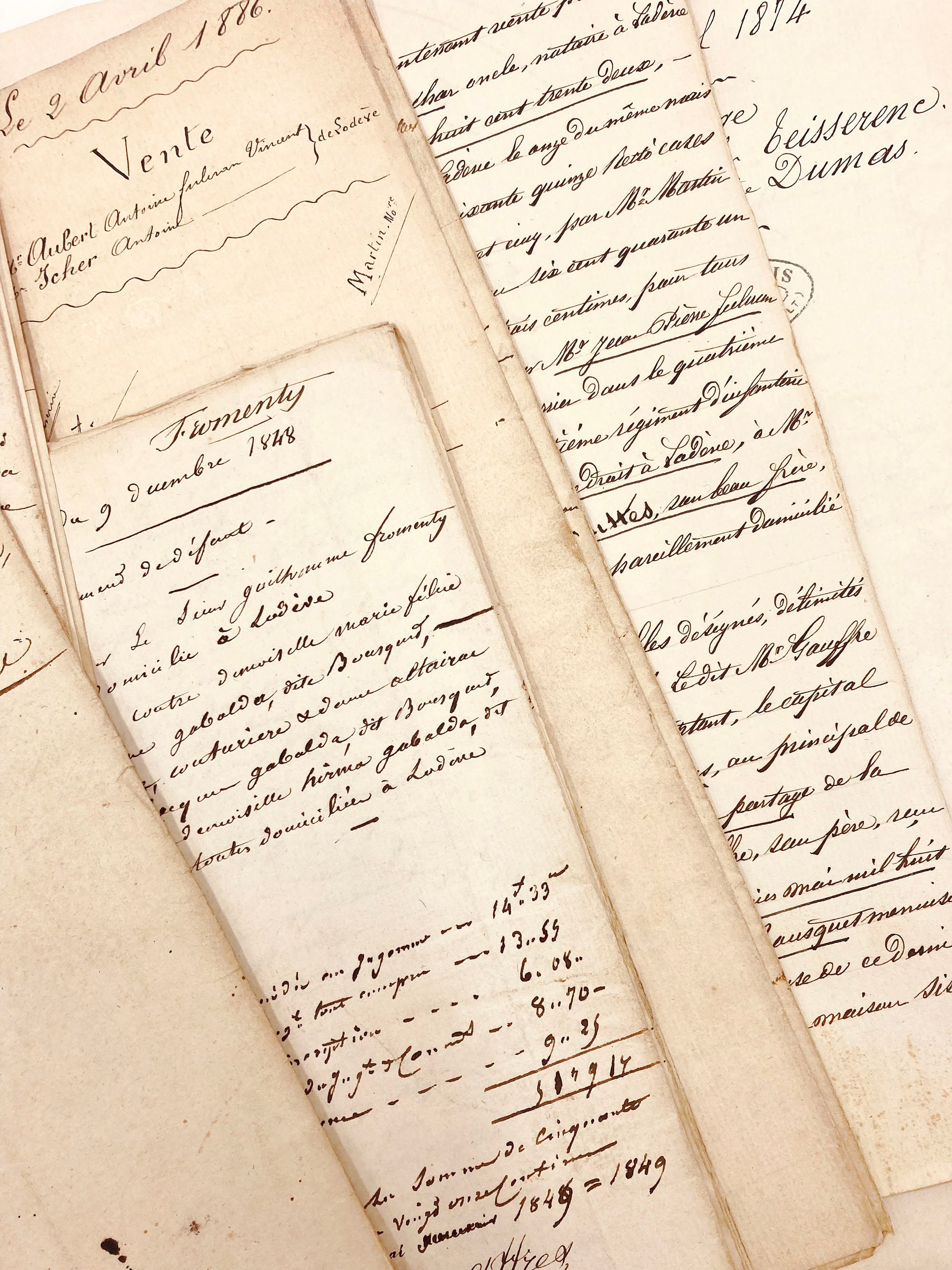 Antique Notarial Manuscript Act. French Hand Written Document Set. Old ...