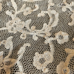 Vintage Belgian Lace Piece. Delicate Mesh With Floral Embroidery. Late ...