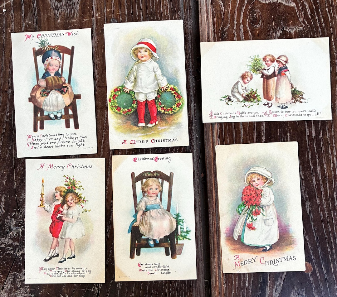 Ellen Clapsaddle Christmas Postcards Without Autograph. Pack of 6 ...