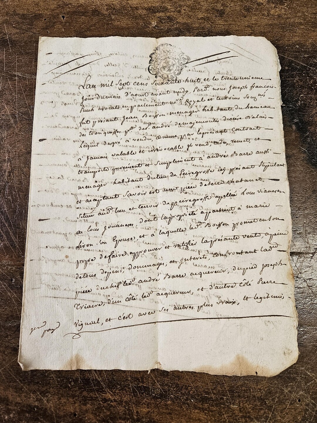 Antique French Handwritten Document From 1768. 2 Pages. 19th Century ...