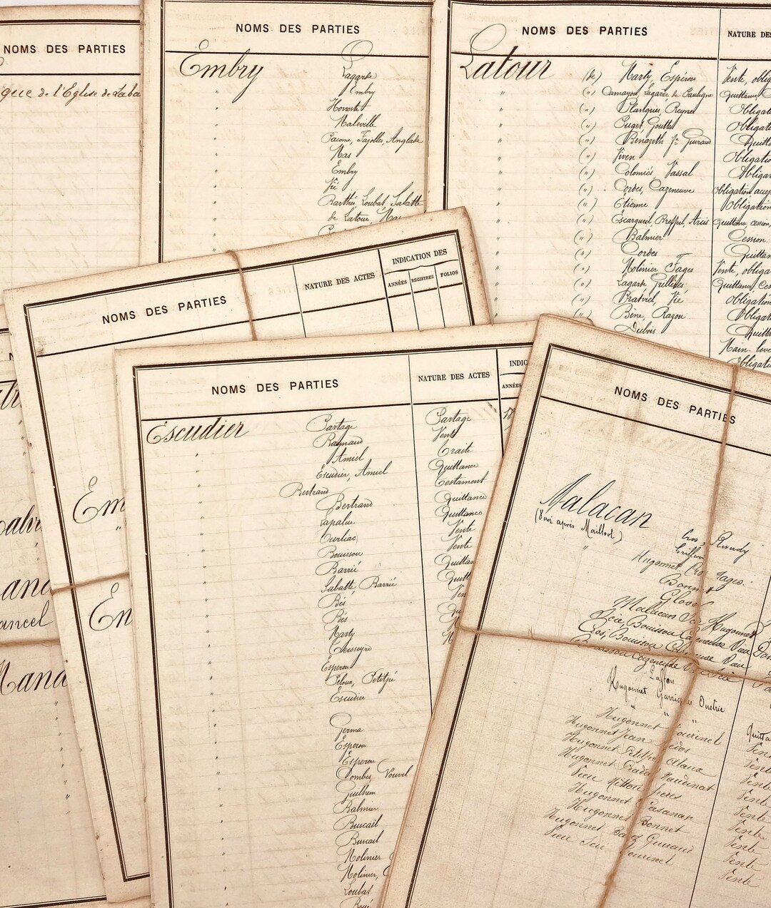 Vintage Ephemera Hand Written Manuscript. French Old Calligraphy ...