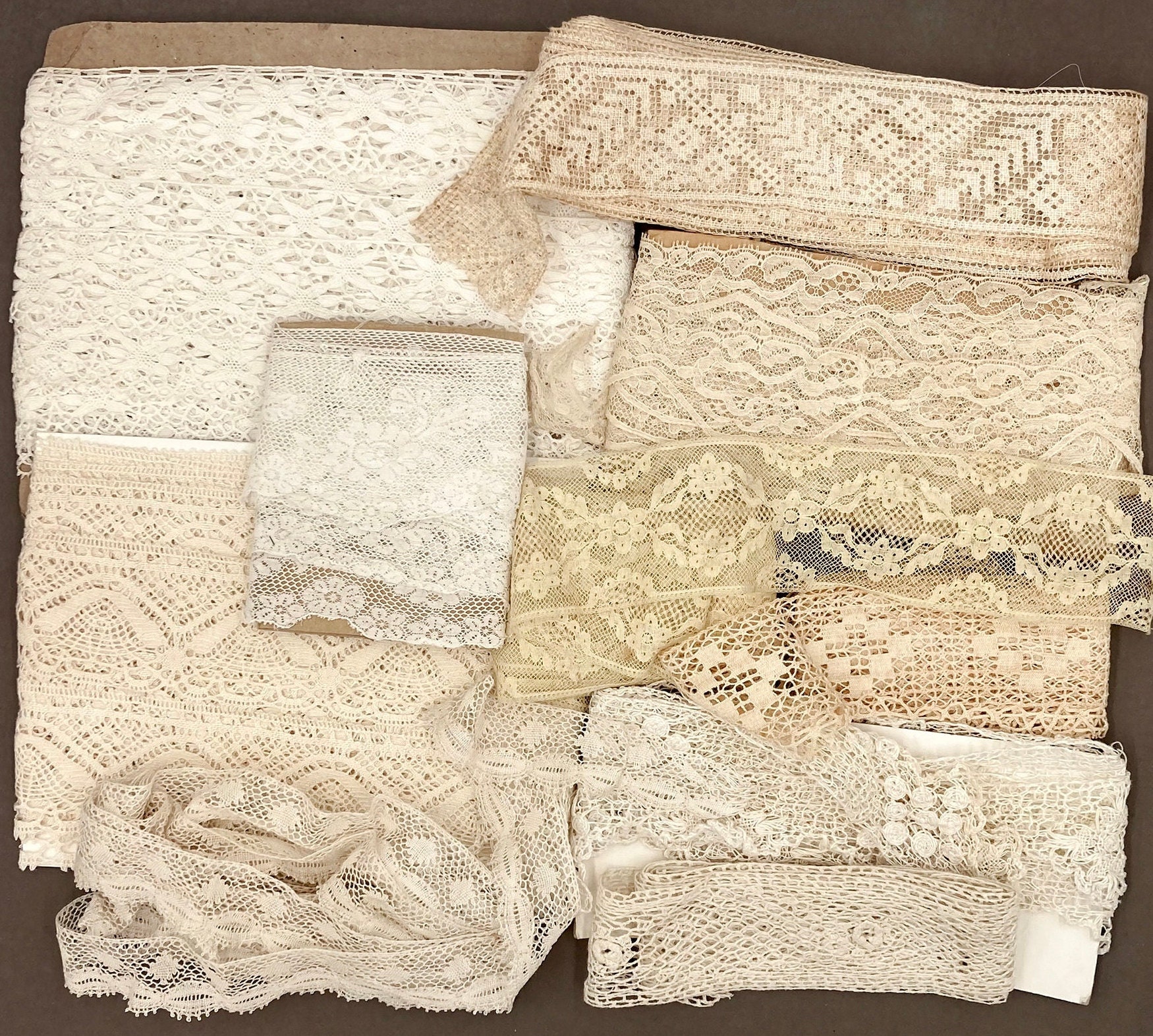 Antique French Laces Set for Craft Sewing. 6 Vintage Laces Trim Trial ...