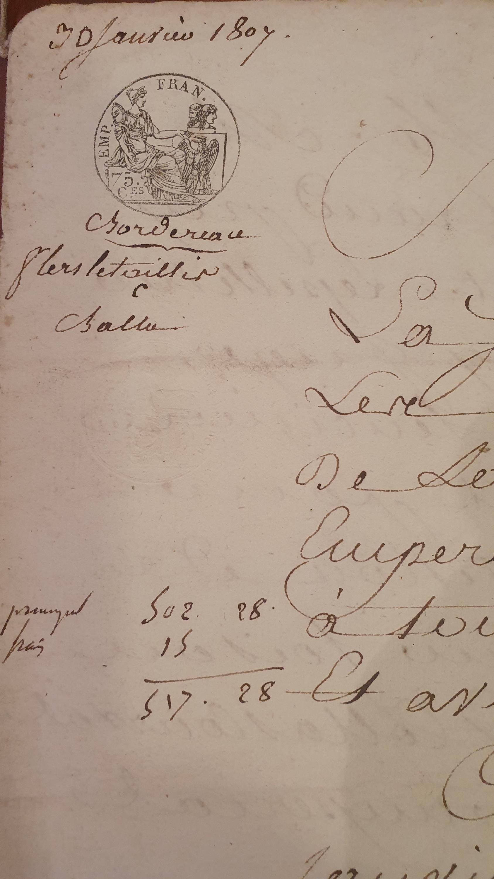 Antique French Notarial Document Handwritten in 1804, on Handmade ...