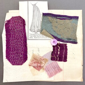 Antique Paper and Textile French Set. Fabric Pieces Pinned to a Book ...