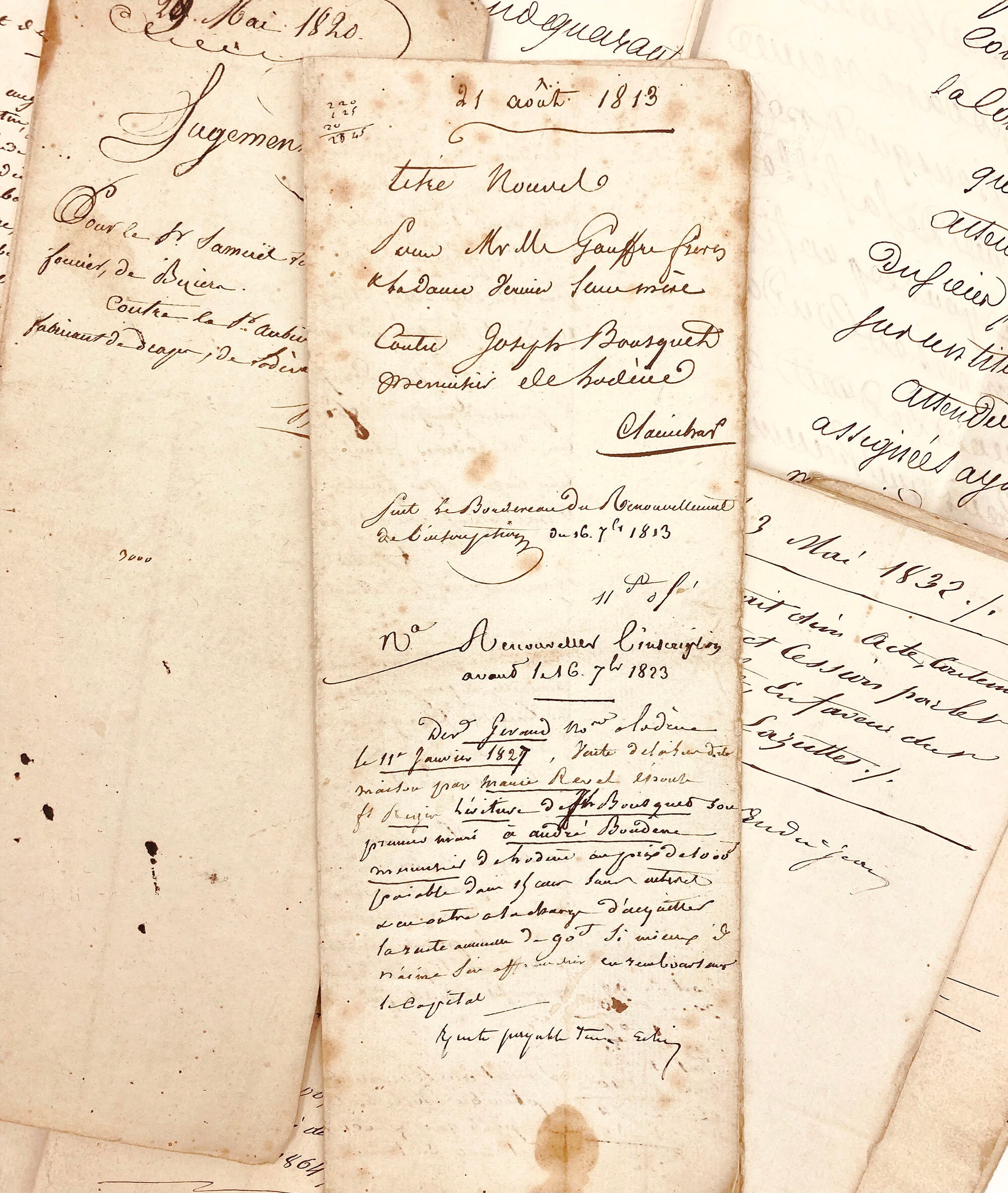 Antique Notarial Manuscript Act. French Hand Written Document Set. Old ...