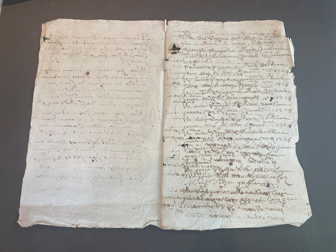 Antique French Handwritten Document From 1722. Early 18th Century. 2 ...