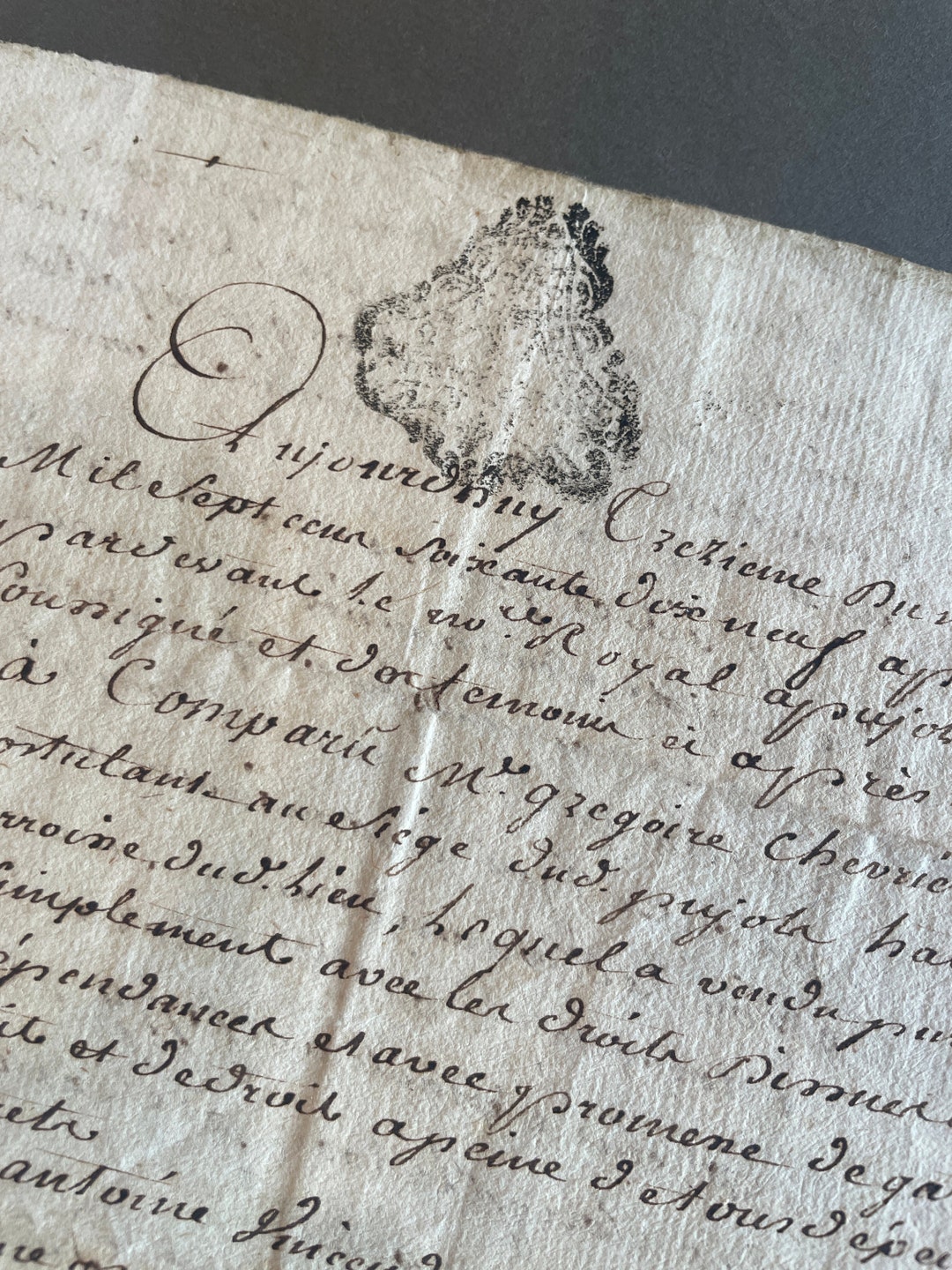 Antique French Handwritten Document From 1774. Late 18th Century ...