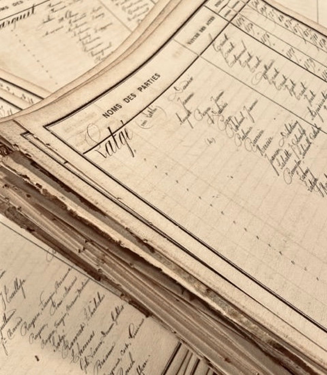 Vintage Ephemera Hand Written Manuscript. French Old Calligraphy ...