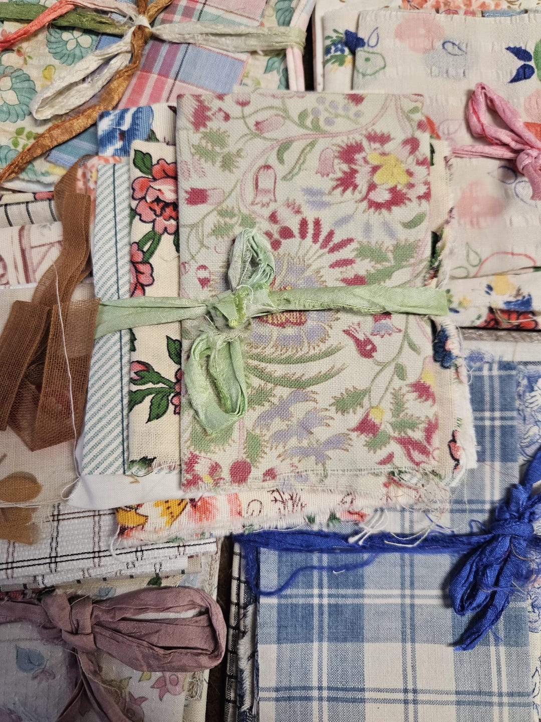Antique Fabric Scraps Set. 5 Pieces Each. Handwoven Cloths. Late 19th ...