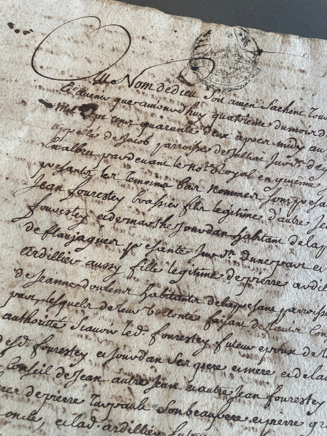 Antique French Handwritten Document From 1742. 4 Pages. Late 18th ...