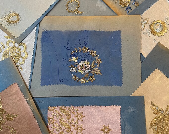 Antique Fabric Scraps From Vintage Catalogues. French Handwoven Silk ...