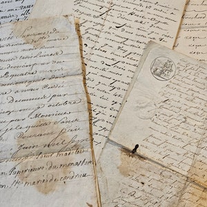 Vintage French Hand Written Documents. Pack of 10 Antique Papers From ...